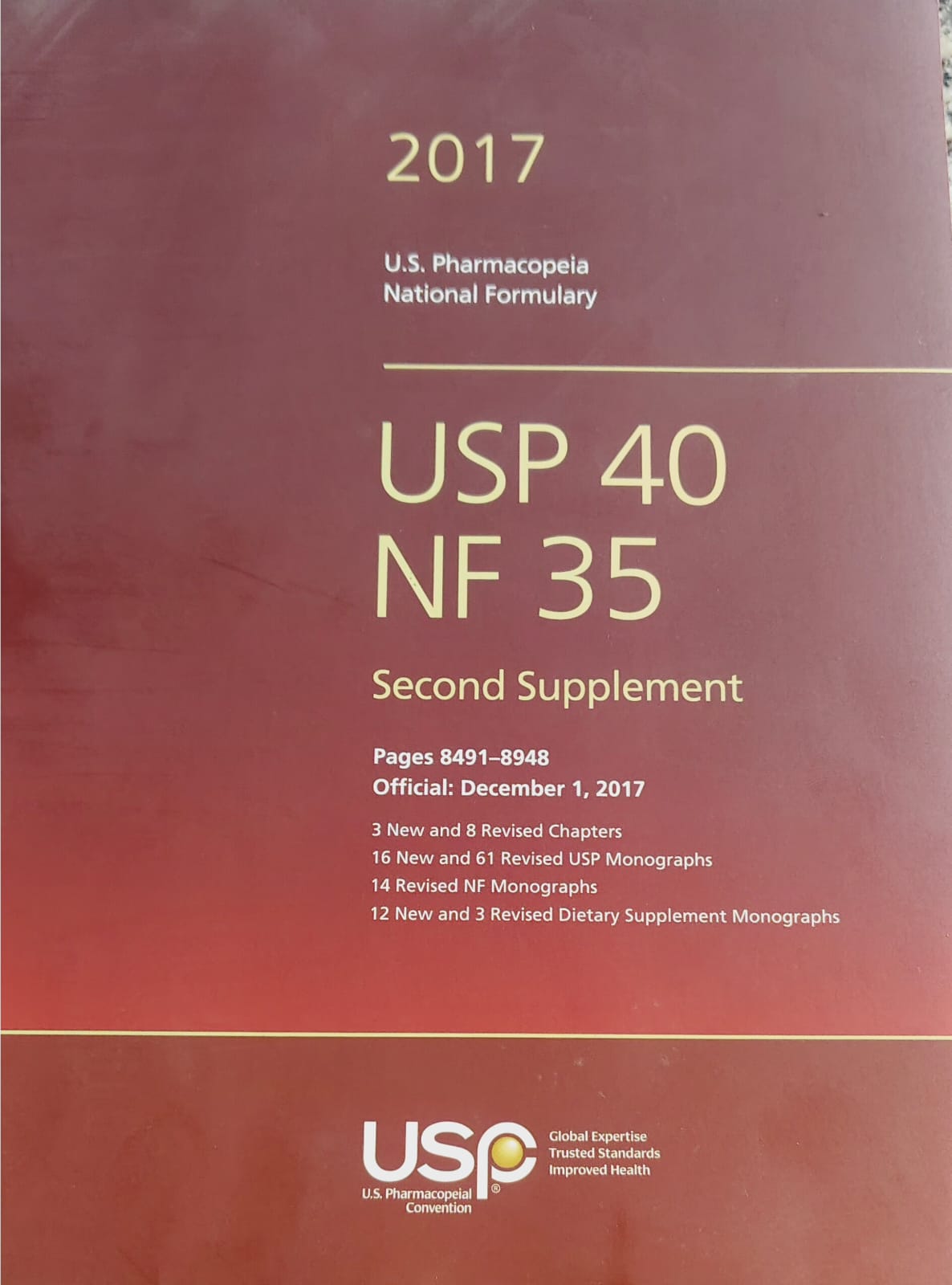 USP 40 NF 35 - SECOND SUPPLIMENT (2017) - PAGES 8491-8948 – Naresh Books